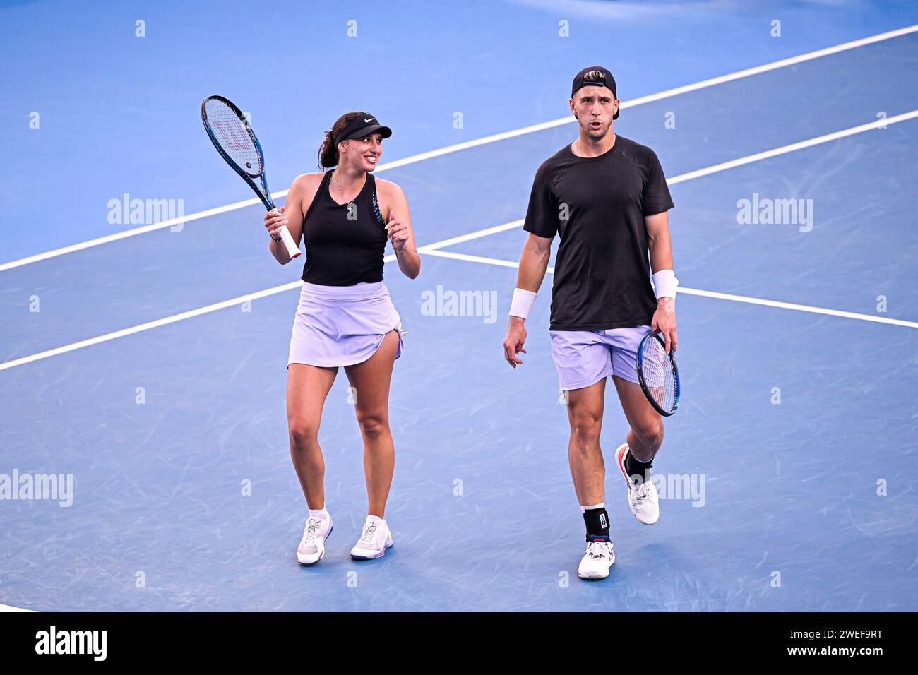 Paris, France. 24th Jan, 2024. Jaimee Fourlis and Andrew Harris during the Australian Open AO ...