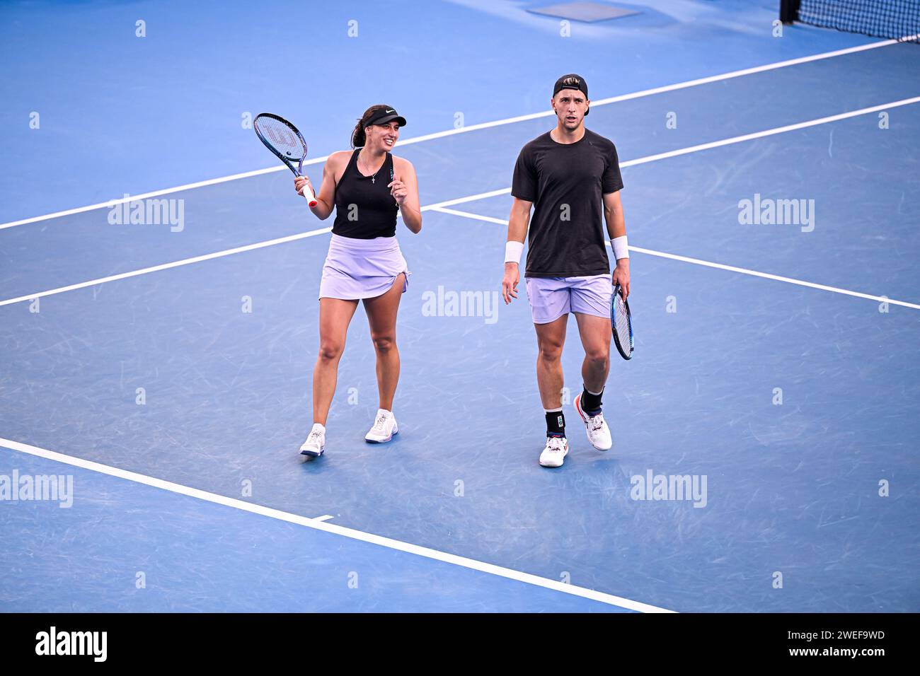 Paris, France. 24th Jan, 2024. Jaimee Fourlis and Andrew Harris during the Australian Open AO ...