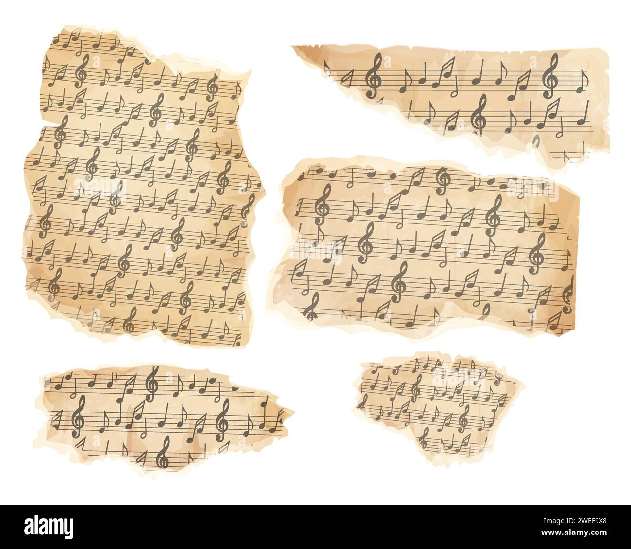 Parchment piece of paper with old music melody, song scrapbook sheet ...