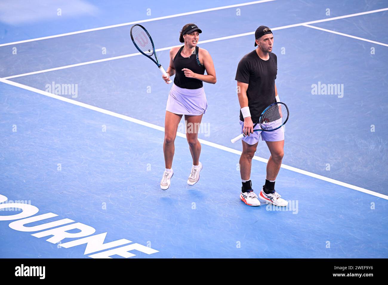 Paris, France. 24th Jan, 2024. Jaimee Fourlis and Andrew Harris during the Australian Open AO ...