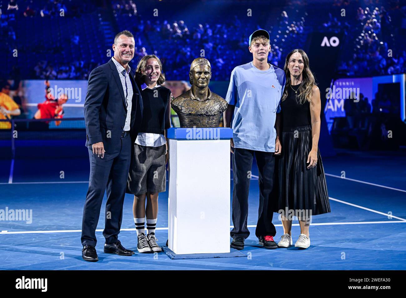 Paris, France. 24th Jan, 2024. Lleyton Hewitt with his wife Bec Hewitt ...