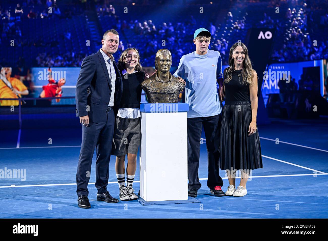Paris, France. 24th Jan, 2024. Lleyton Hewitt with his wife Bec Hewitt ...