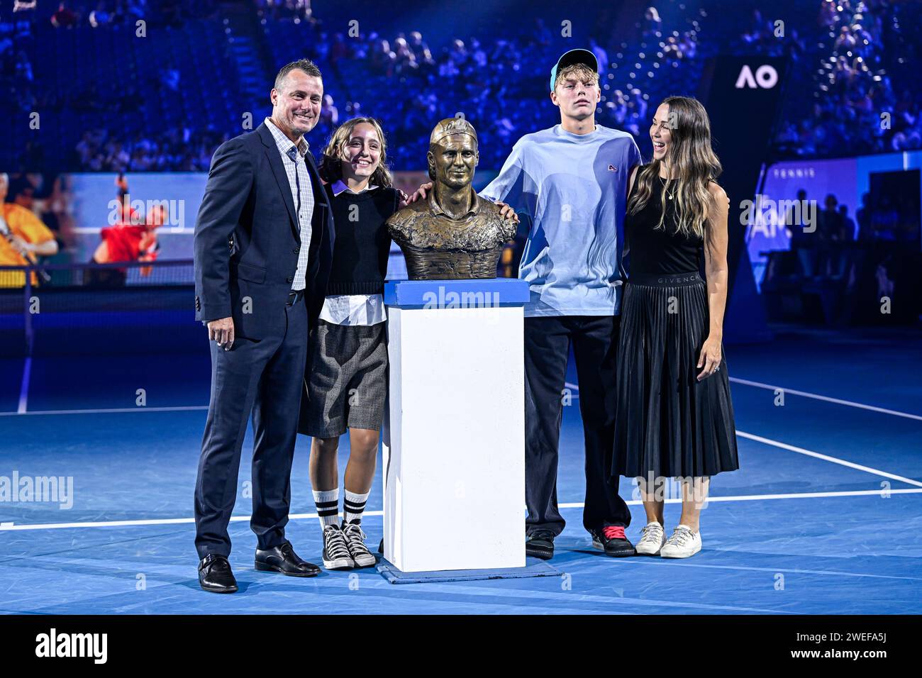 Paris, France. 24th Jan, 2024. Lleyton Hewitt with his wife Bec Hewitt ...