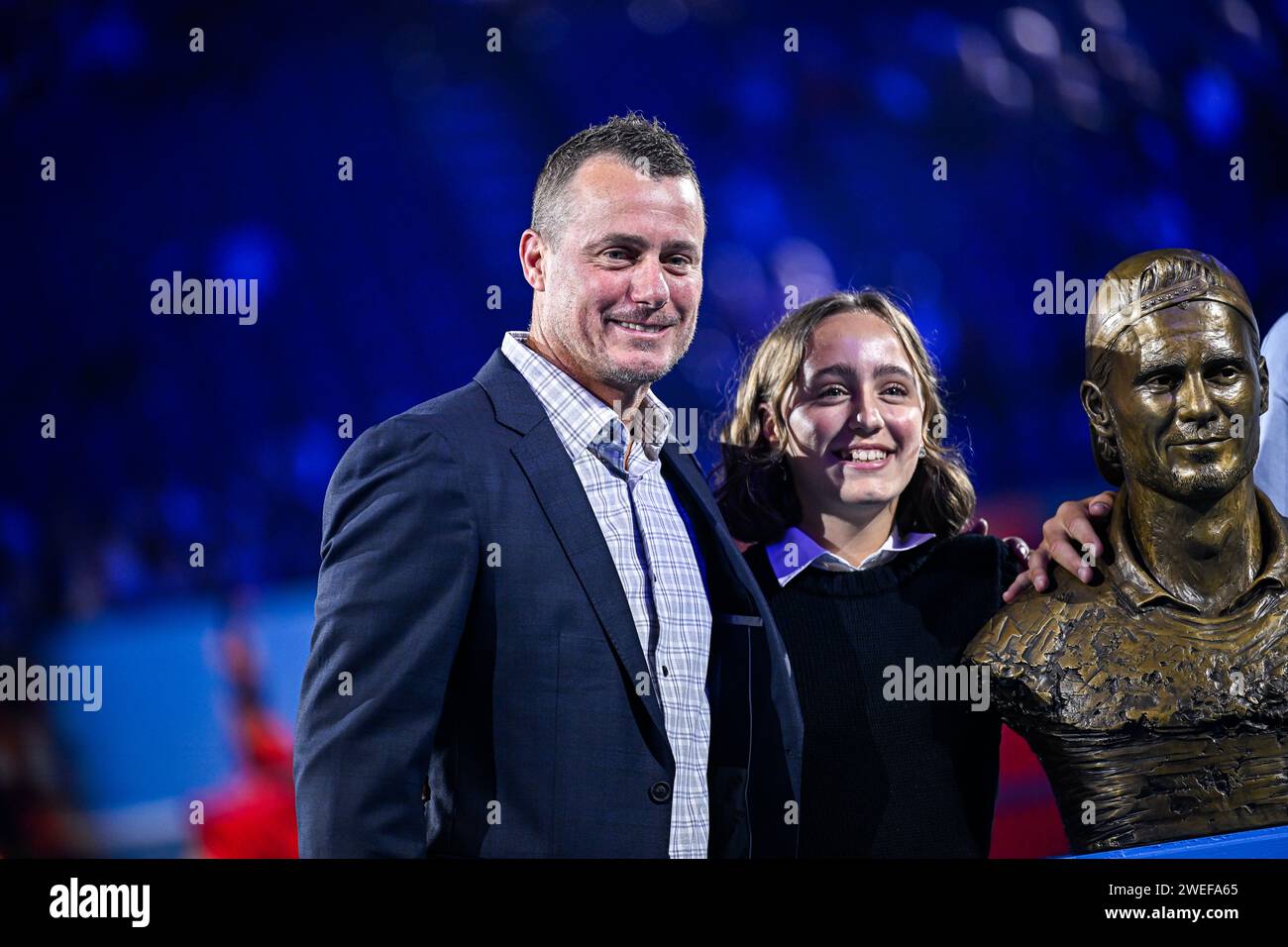 Paris, France. 24th Jan, 2024. Lleyton Hewitt with his wife Bec Hewitt ...