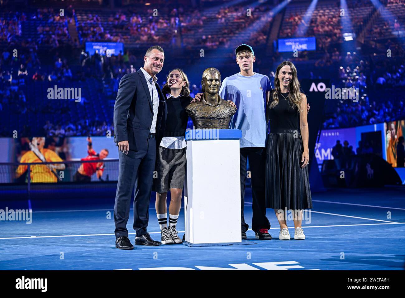 Paris, France. 24th Jan, 2024. Lleyton Hewitt with his wife Bec Hewitt ...