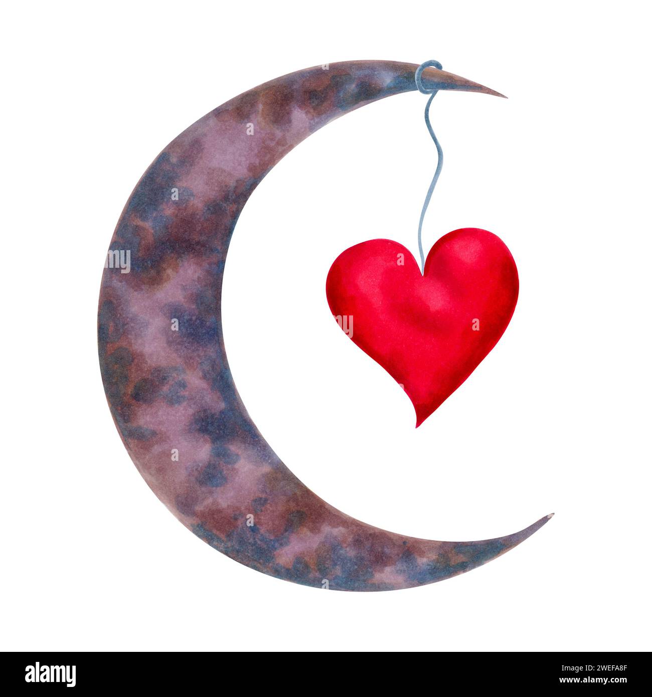 Celestial crescent moon element with heart for Valentine's Day, Mother ...