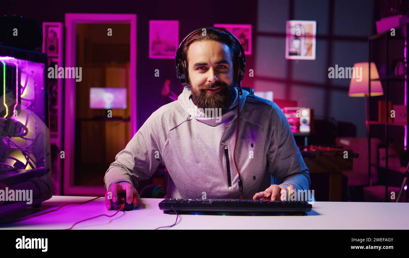 Professional gamer celebrating after hi-res stock photography and ...