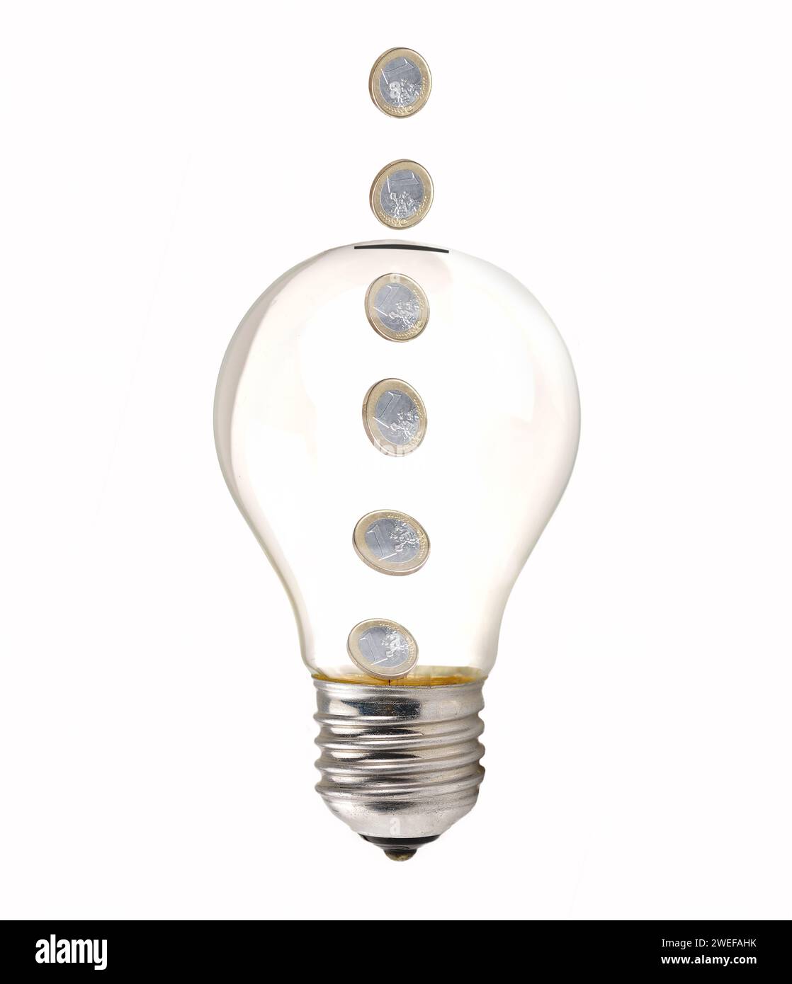 Money inside light bulb, isolated on white Stock Photo - Alamy