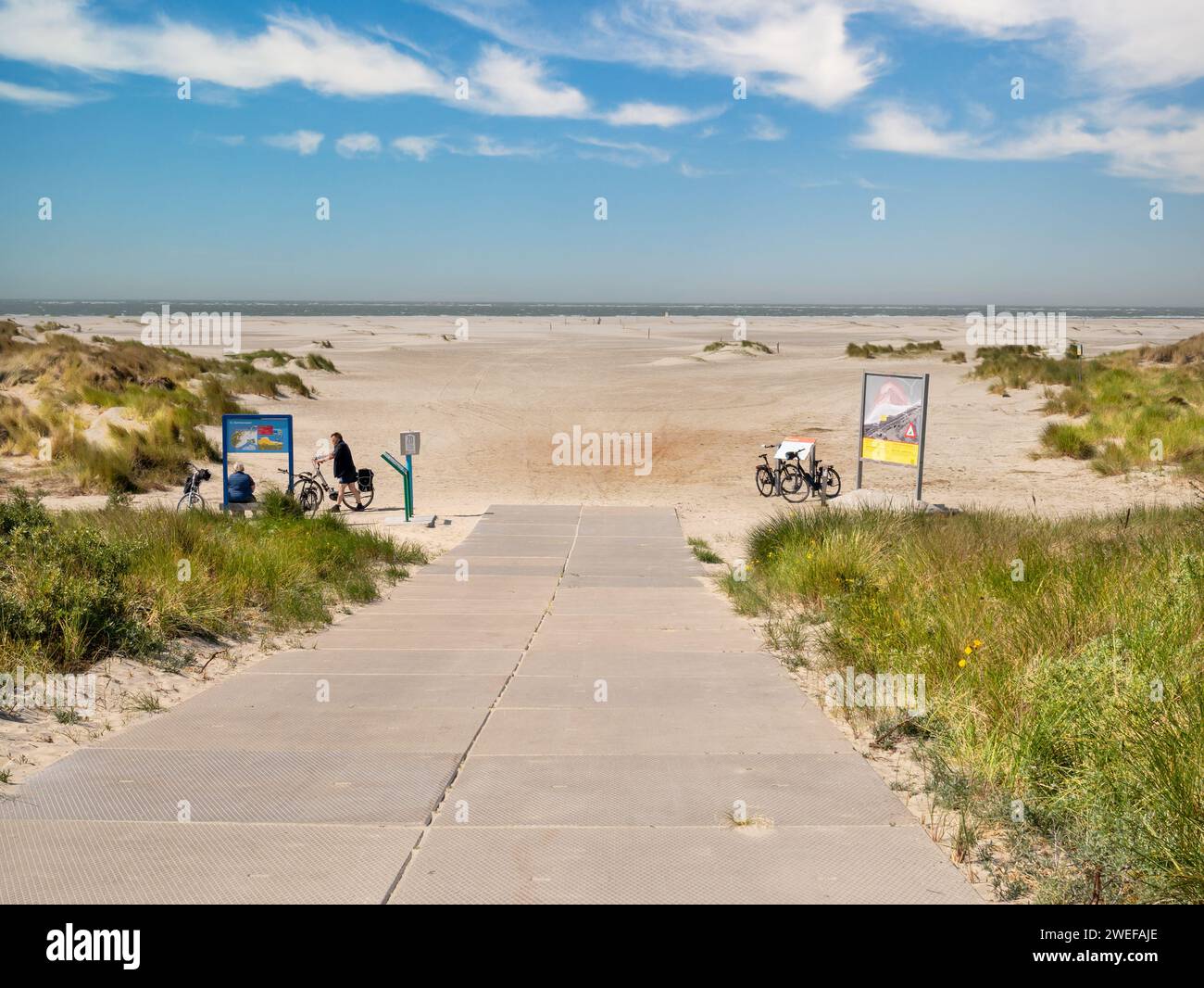 Panoramic view of dunes, North Sea beach and Duinhoevepad near Renesse ...