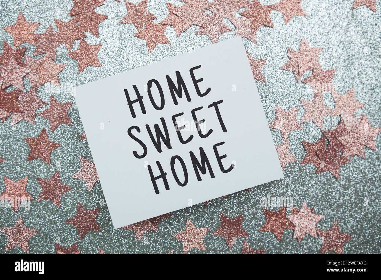 Home Sweet Home message with pink glitter decoration Stock Photo - Alamy
