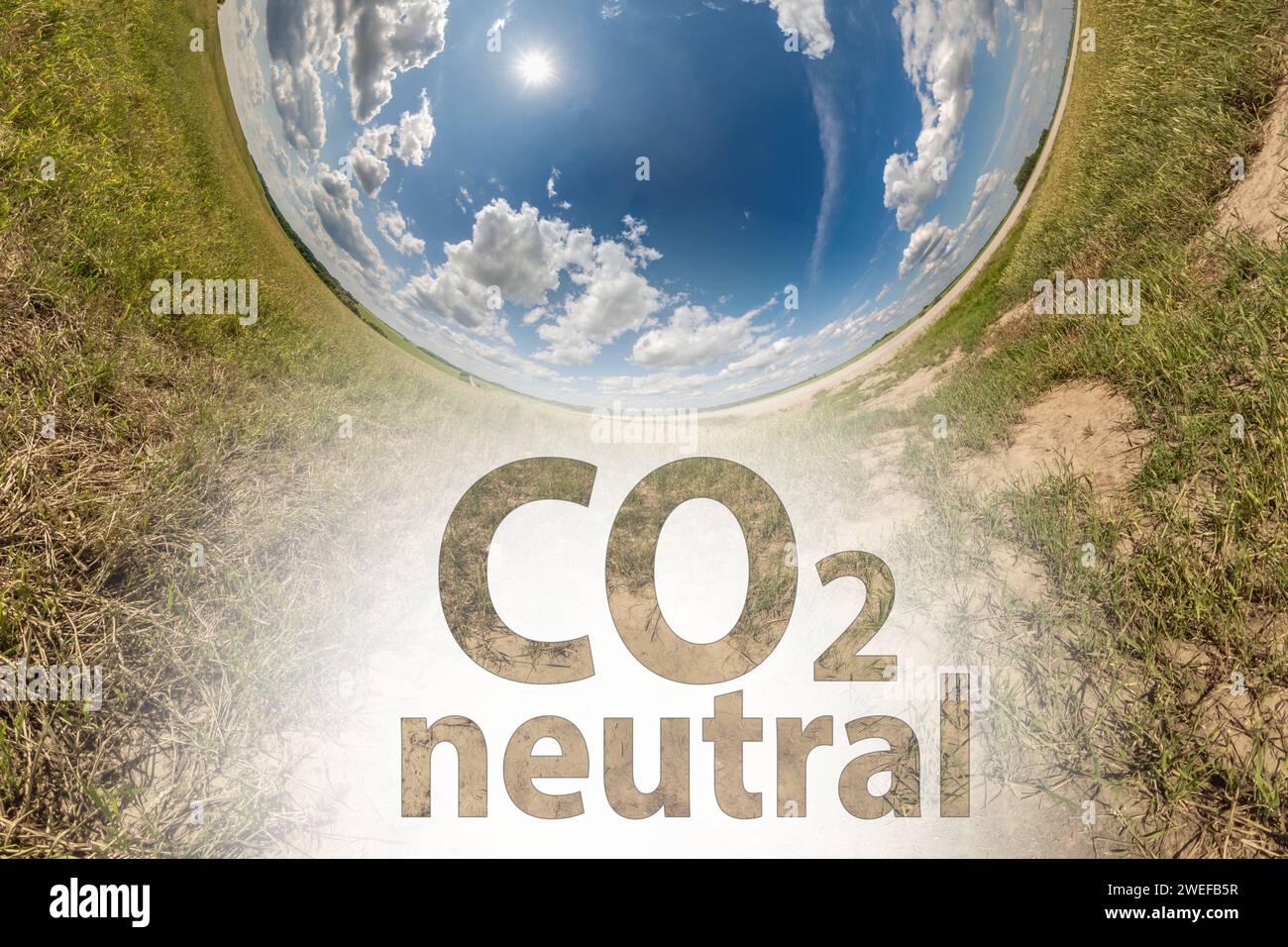 CO2 Neutral text concept image against blue little planet in green ...