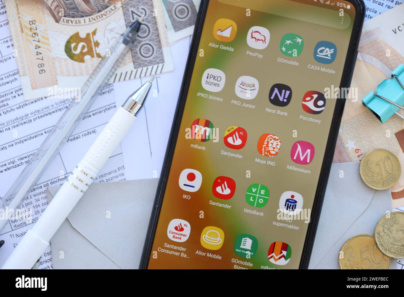 TERNOPIL, UKRAINE - AUGUST 3, 2023 Banking applications on screen of ...