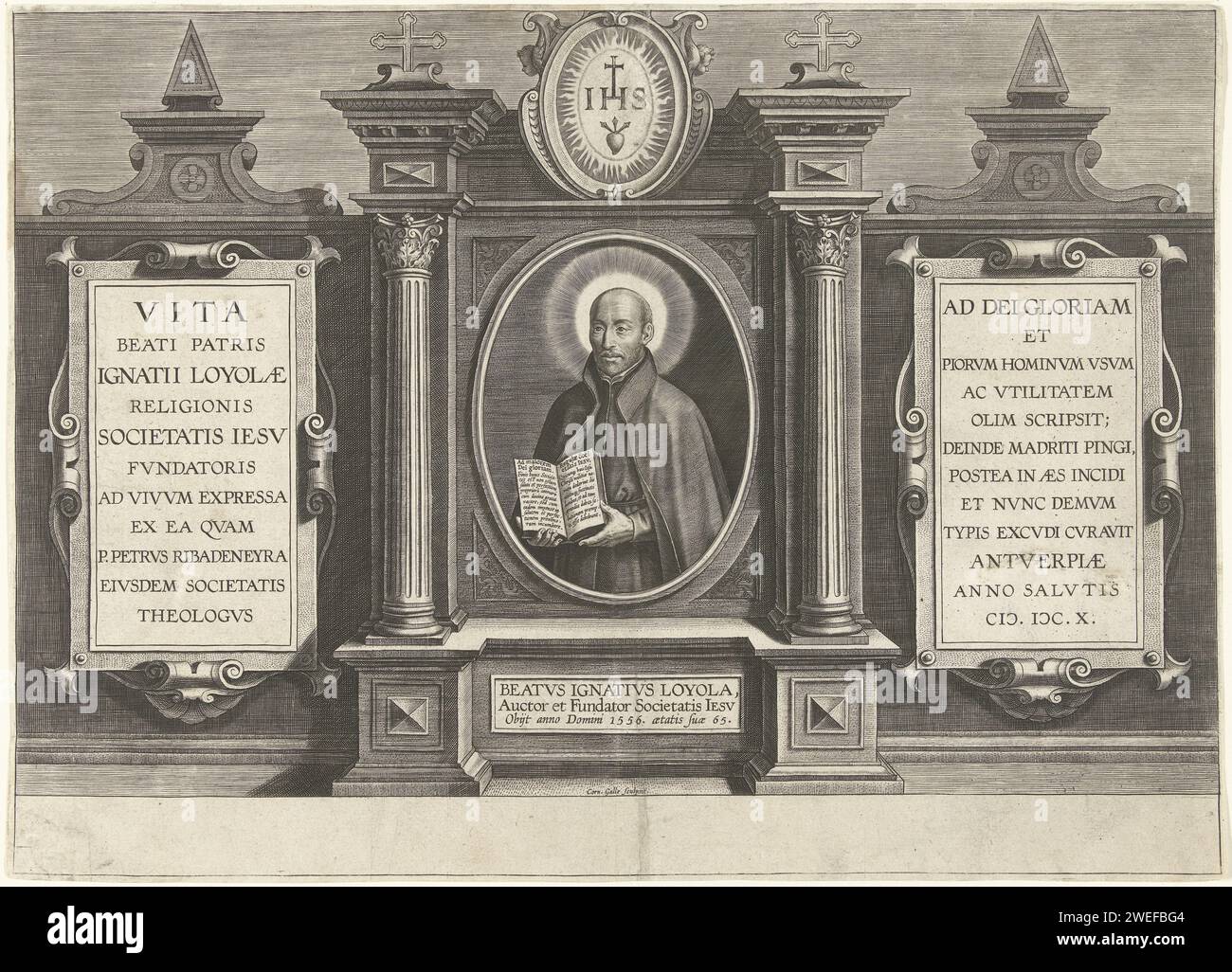 Title print of a series about the life of Ignatius van Loyola, Cornelis ...