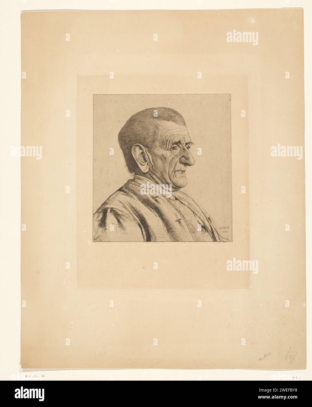Portrait of Jan Schaap, Jan Veth, 1892 print paper etching / drypoint ...