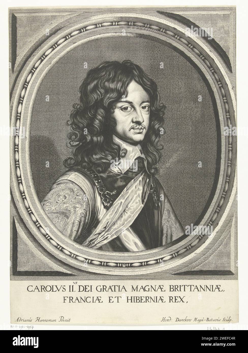 Portrait of Charles II, King of England in Ovaal, Hendrick Danckerts ...