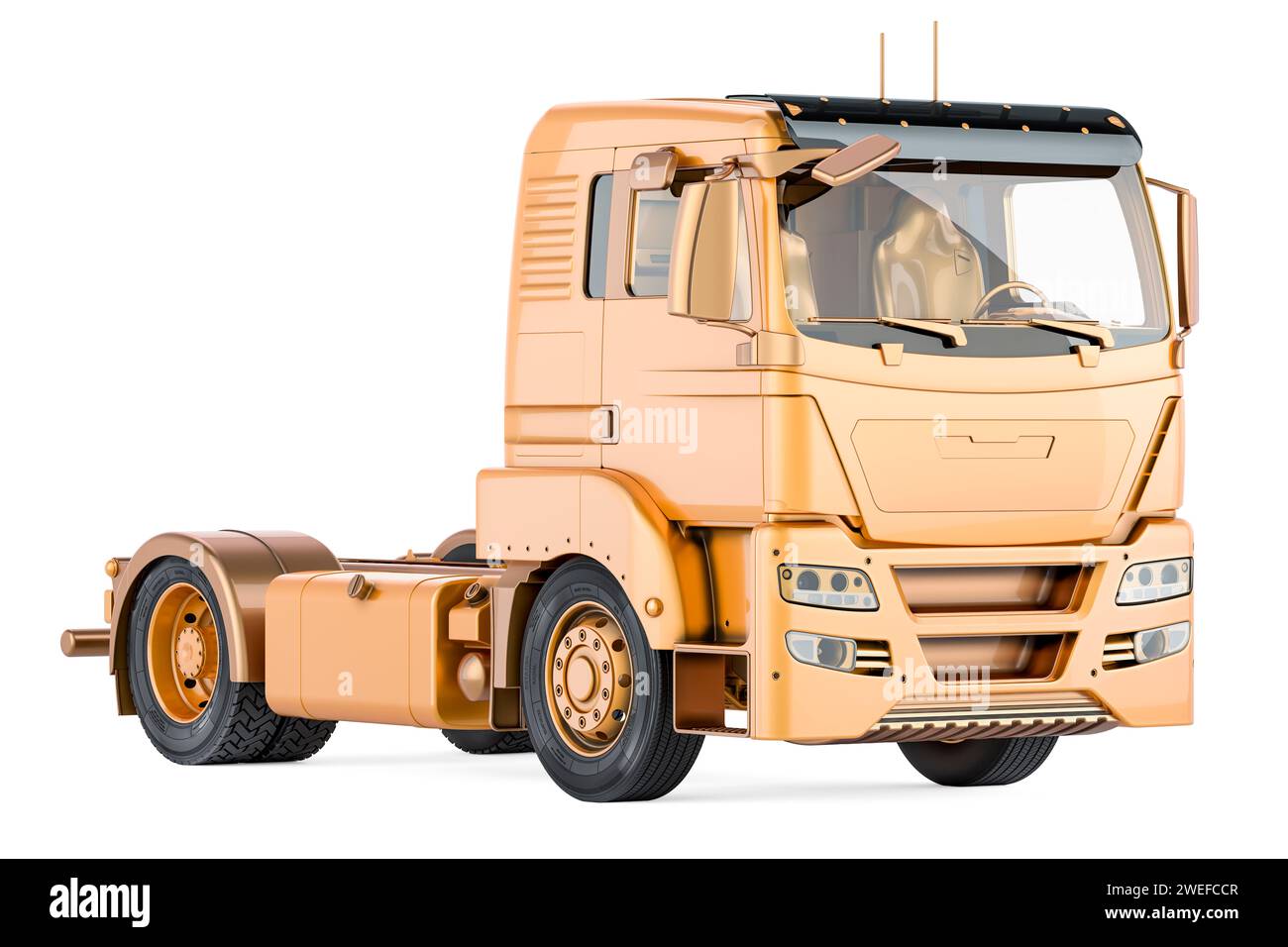 Golden Tractor Unit, truck unit. 3D rendering isolated on white ...