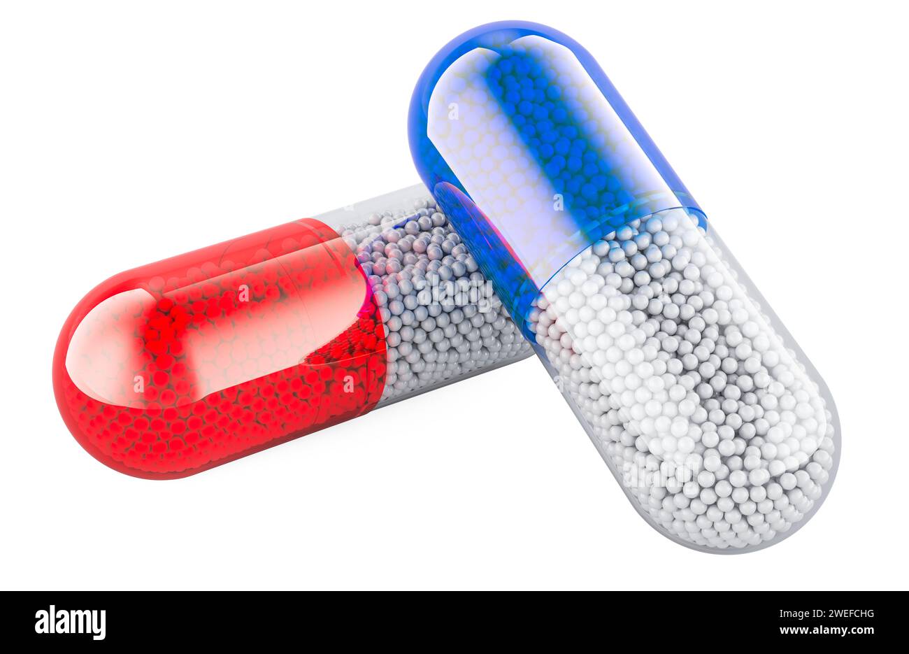Two Medicament Capsules, 3D rendering isolated on white background ...