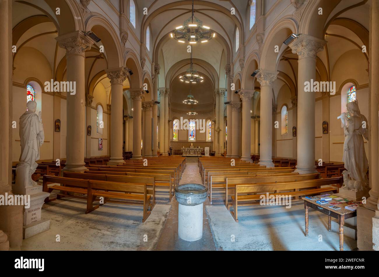 Dardilly, France - 08 06 2023: Panoramic view inside Saint-Jean-Marie ...