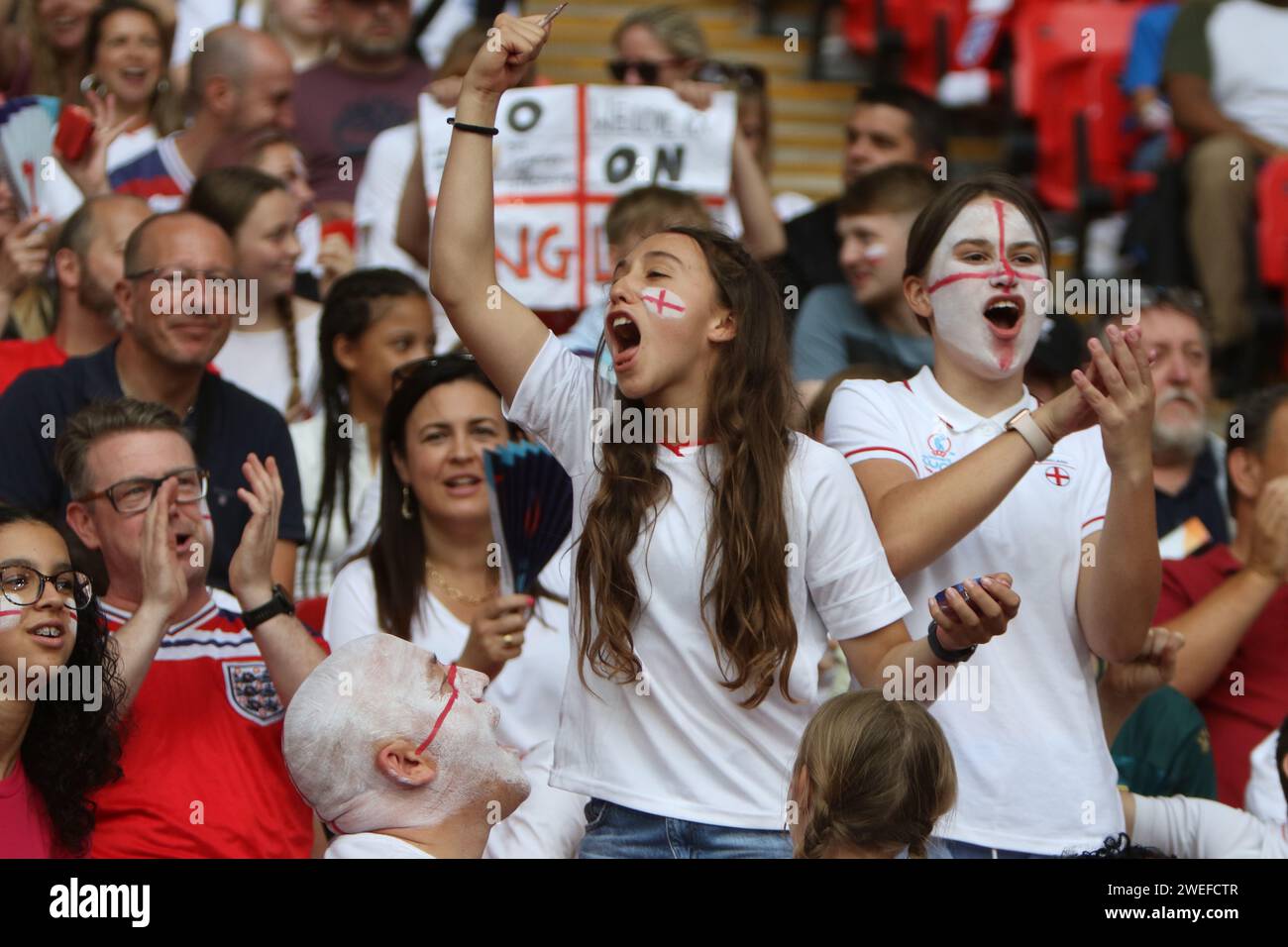 A bald fan has his head painted with St George's cross UEFA Women's ...