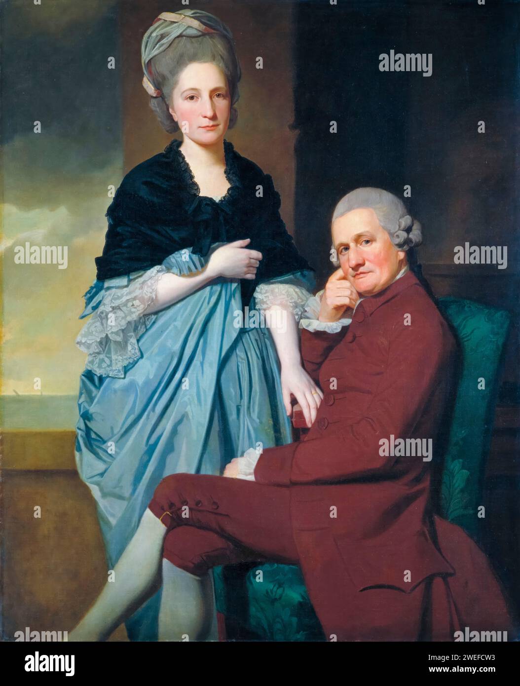 George Romney, Mr and Mrs William Lindow, portrait painting in oil on ...