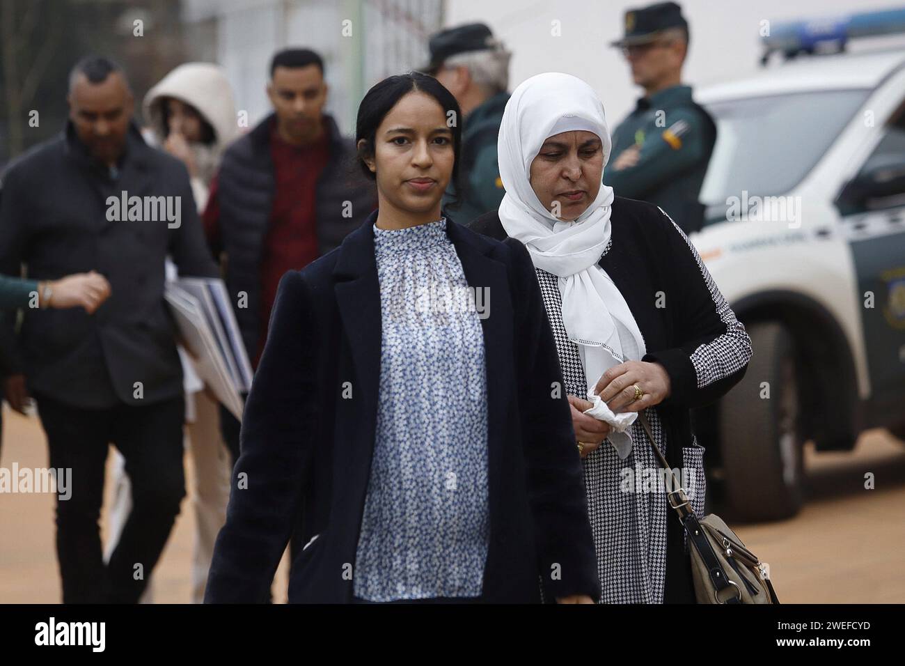 The sister and mother of the young Soufian await the arrival of the van with the alleged ...