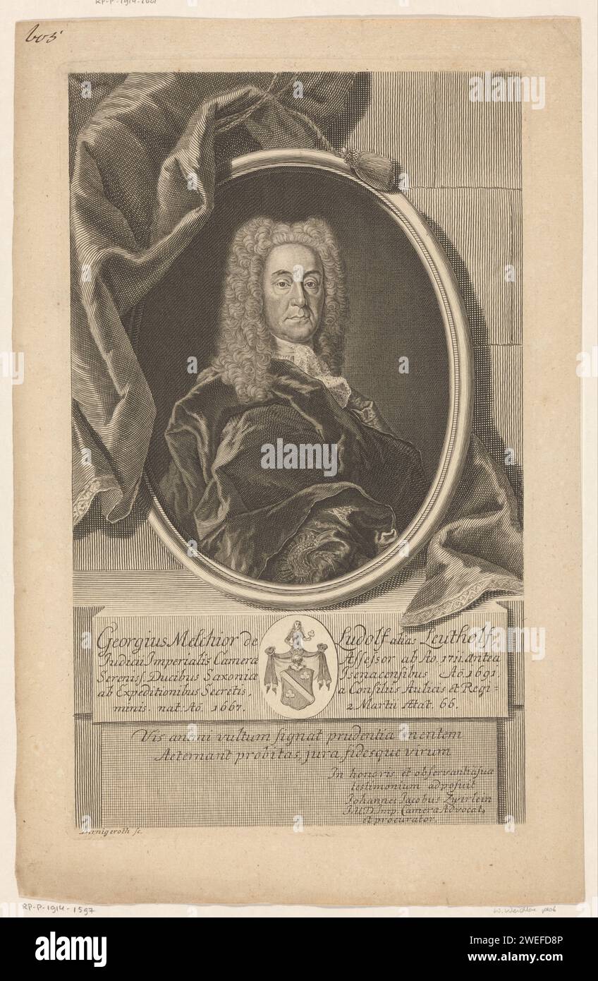 Portrait of Georg Melchior of Ludolf, Martin Berbigeroth, 1733 print ...