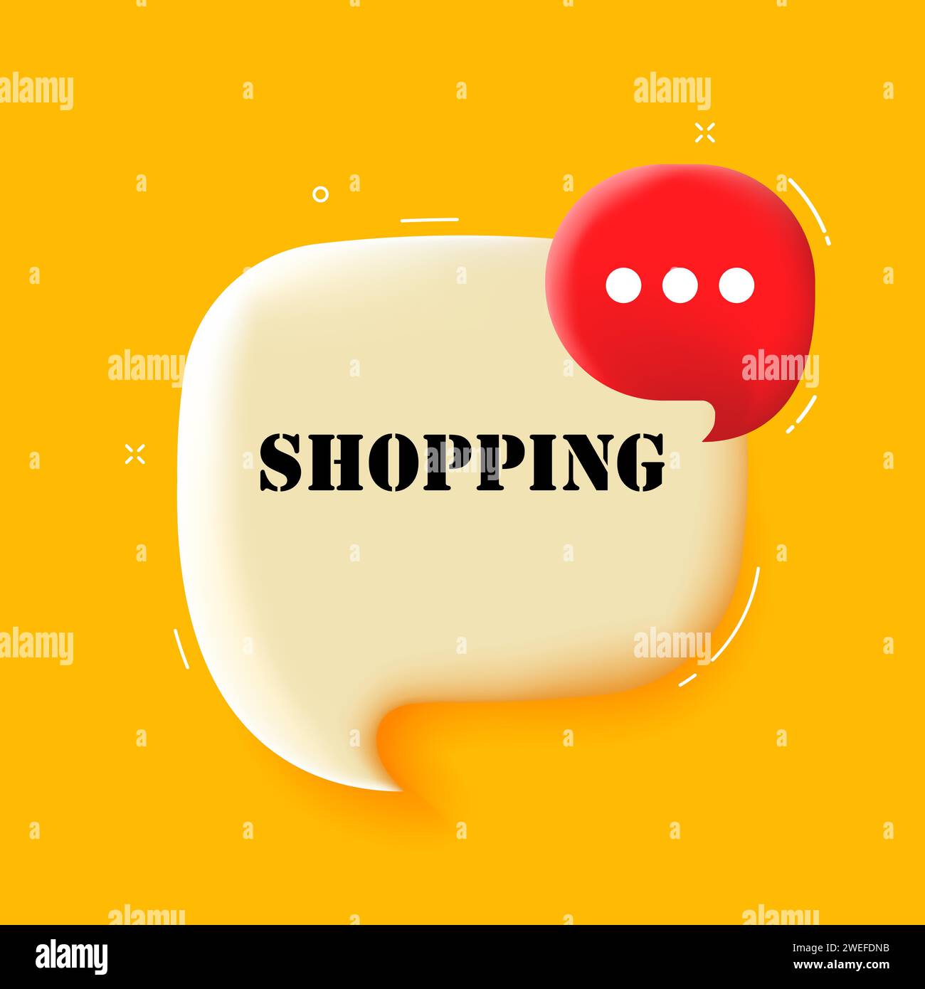 Shopping. Speech bubble with Shopping text. 3d illustration. Pop art ...