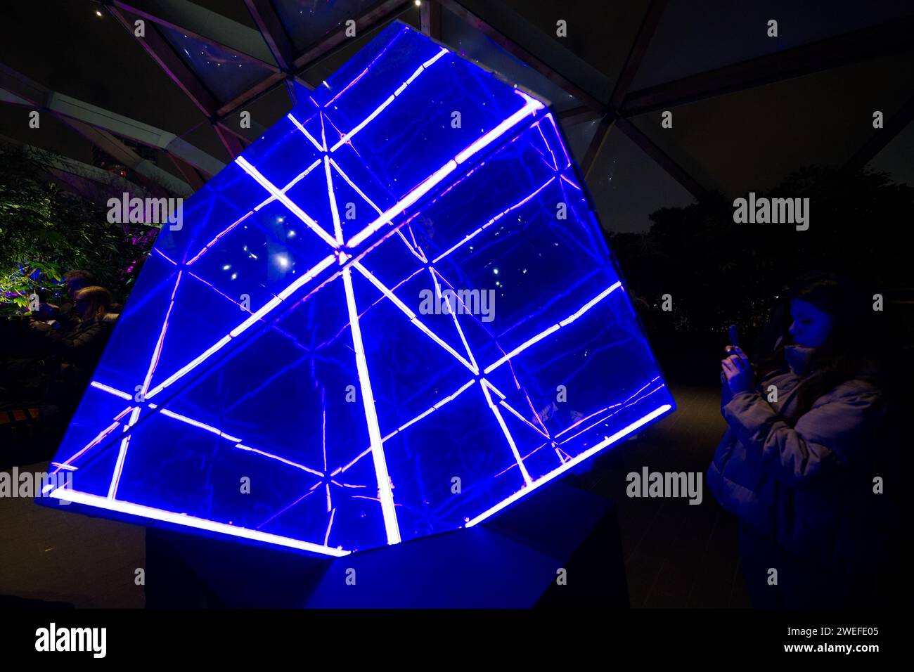 A woman taking photographs of the In-Between art installation by Daniel ...