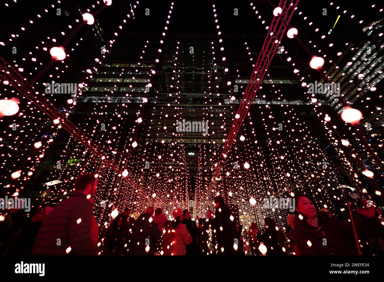 People enjoying the Submergence art installation by Squidsoup at Canary ...