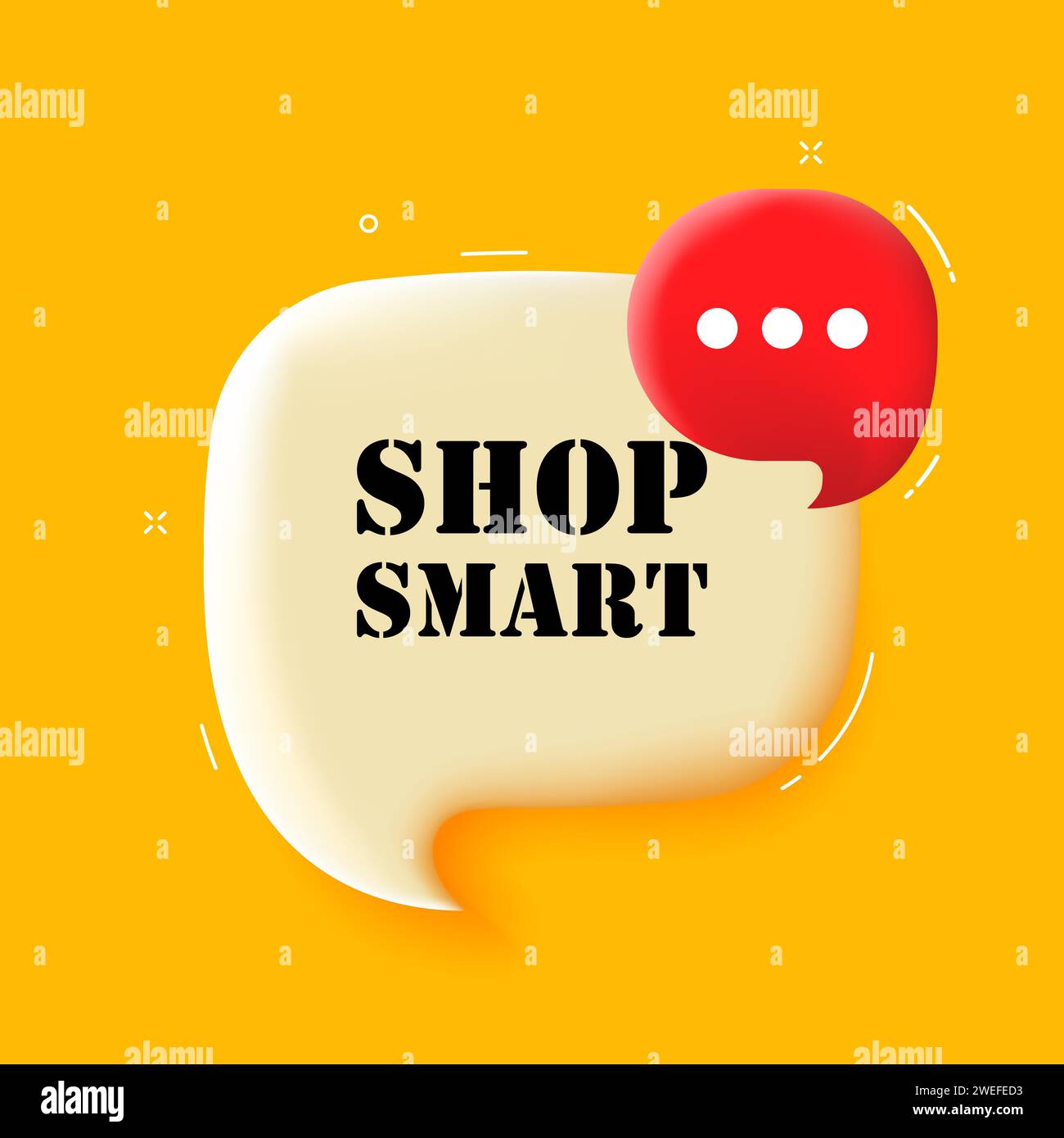 Shop smart. Speech bubble with Shop smart text. 3d illustration. Pop ...