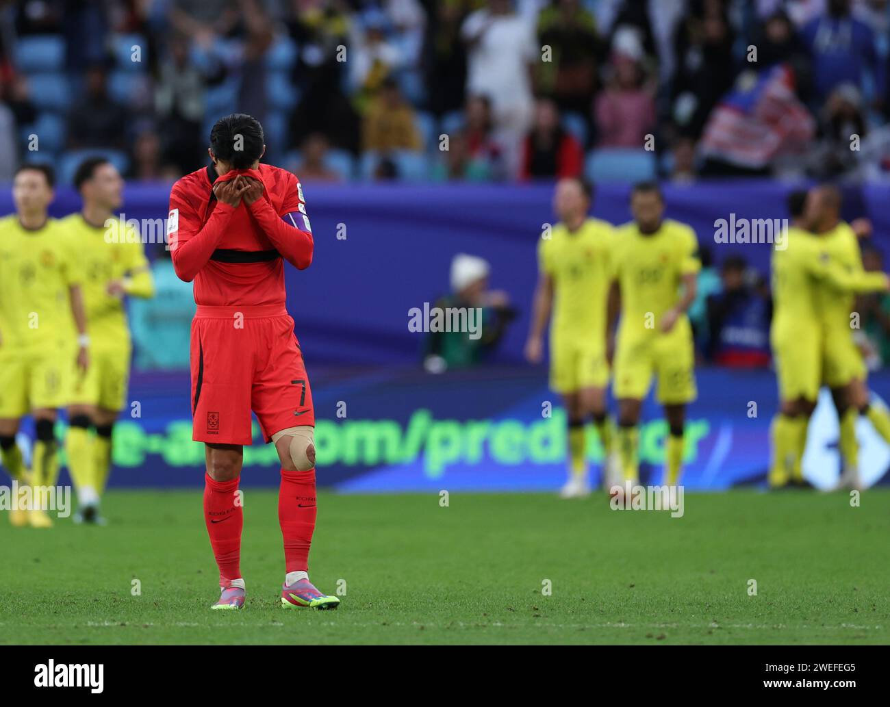 Doha. 25th Jan, 2024. Son Heung Min of South Korea reacts during the ...