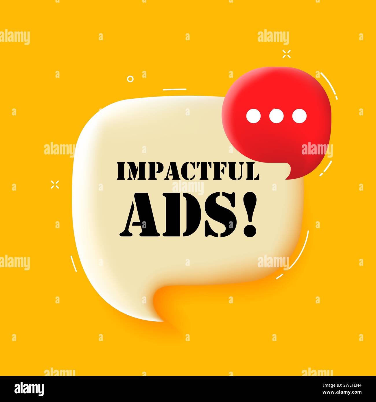 Impactful ads. Speech bubble with Impactful ads text. 3d illustration ...
