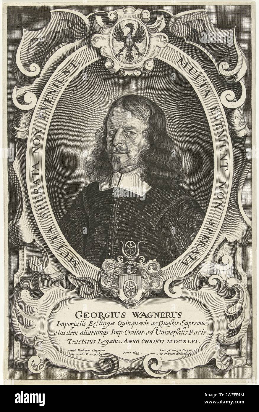 Portrait of Georg Wagner, Antony van der Does, 1649 print South of the ...