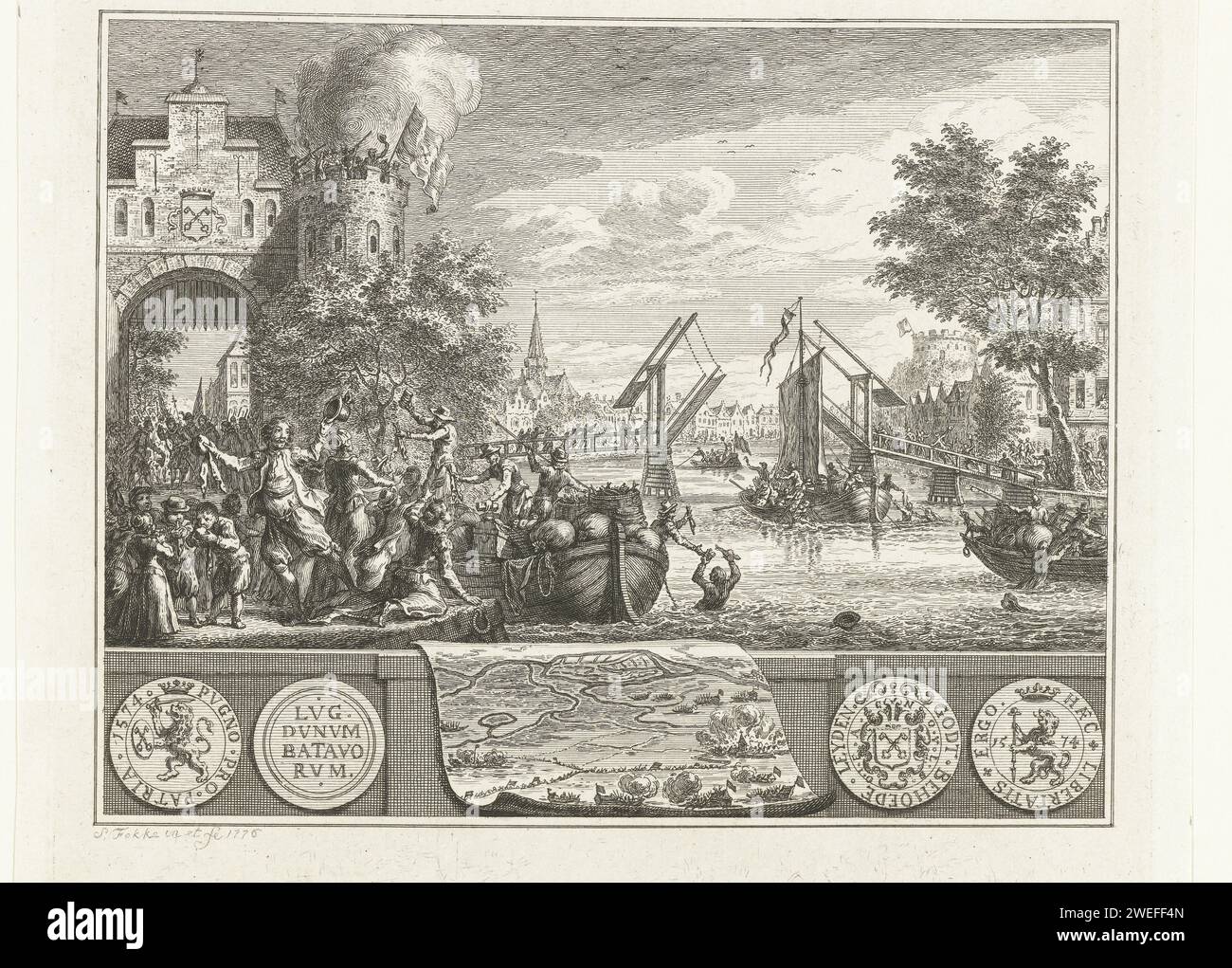 The relief of Leiden, Simon Fokke, 1776 print The relief of Leiden ...
