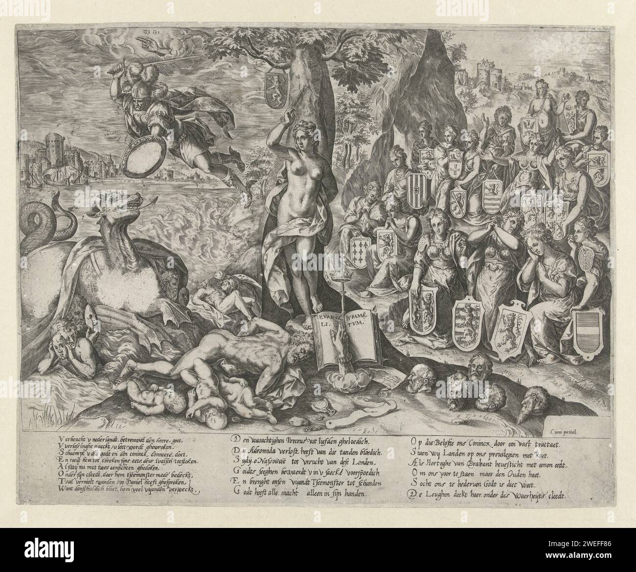 Oranje saves the Netherlands from the Spanish sea monster, ca. 1577 ...