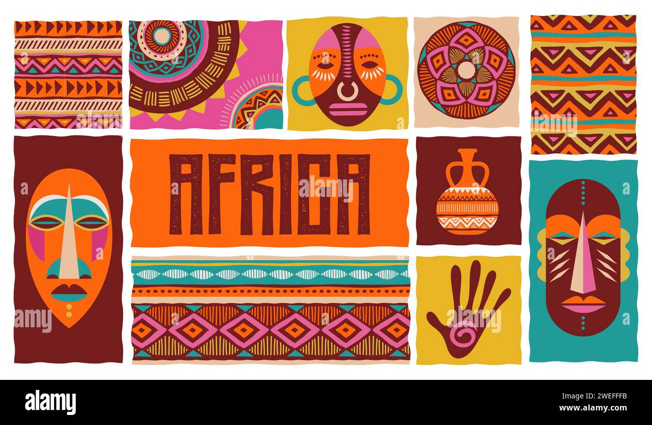Africa patterned design. African background, banner with tribal ...
