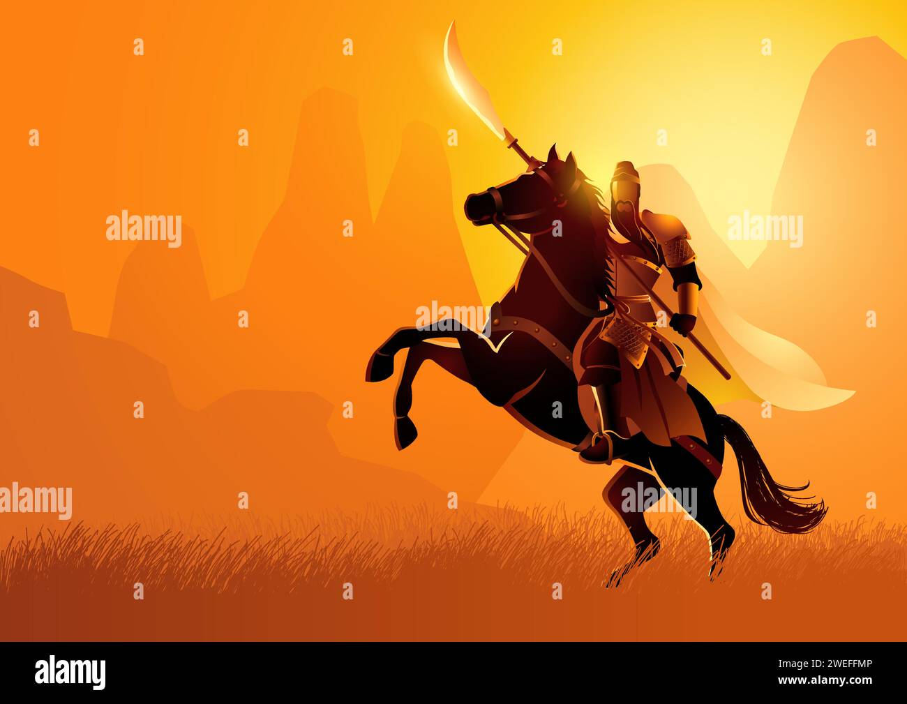 Vector illustration of ancient warrior series, Guan Yu was a Chinese ...