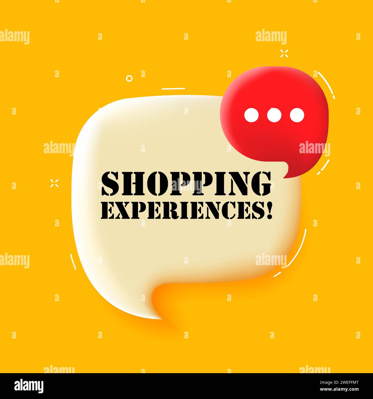 Shopping experiences. Speech bubble with Shopping experiences text. 3d ...