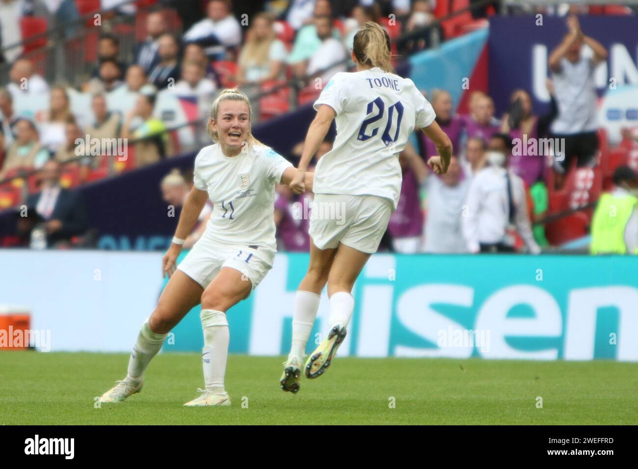 Ella Toone runs away in celebration after scoring goal in UEFA Women's ...