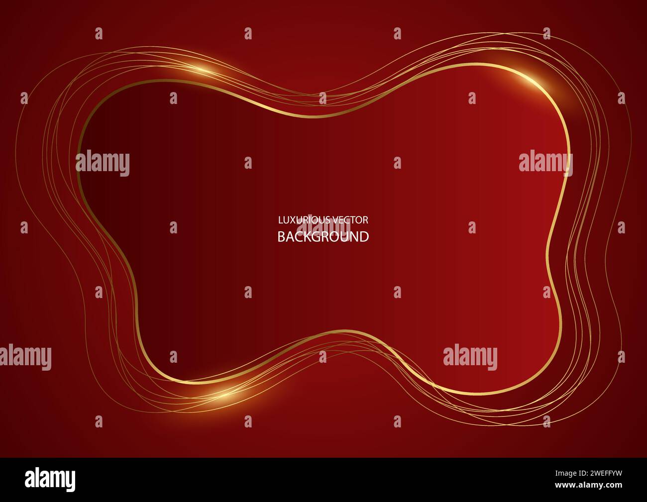Abstract vector background of red curve shape white gold frame in EPS10 ...