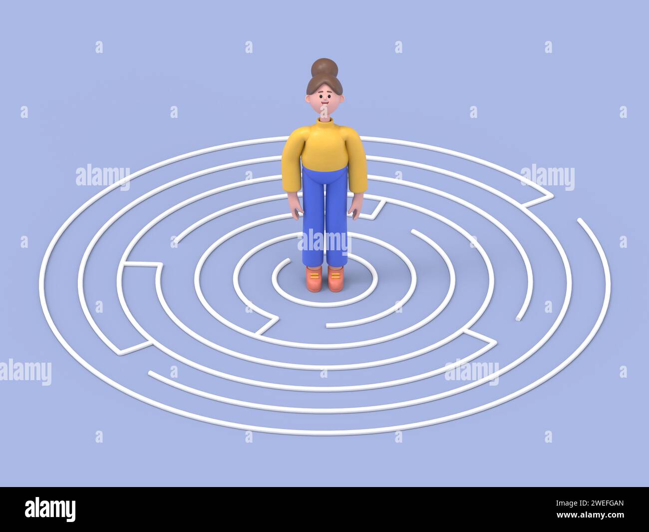 3D illustration of businessman standing in the center of a maze.artwork ...