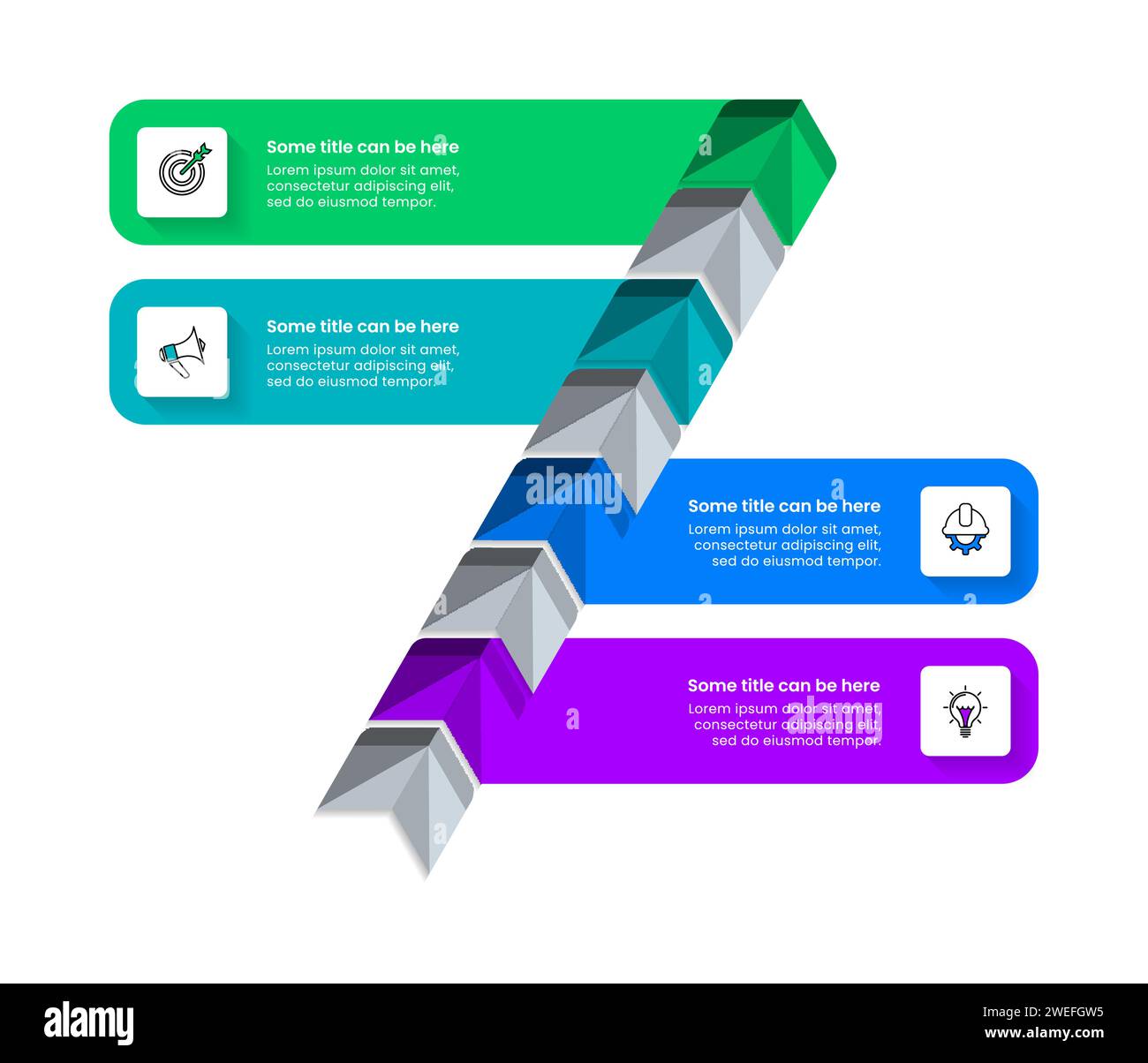 Infographic template with icons and 4 options or steps. Arrows in line ...