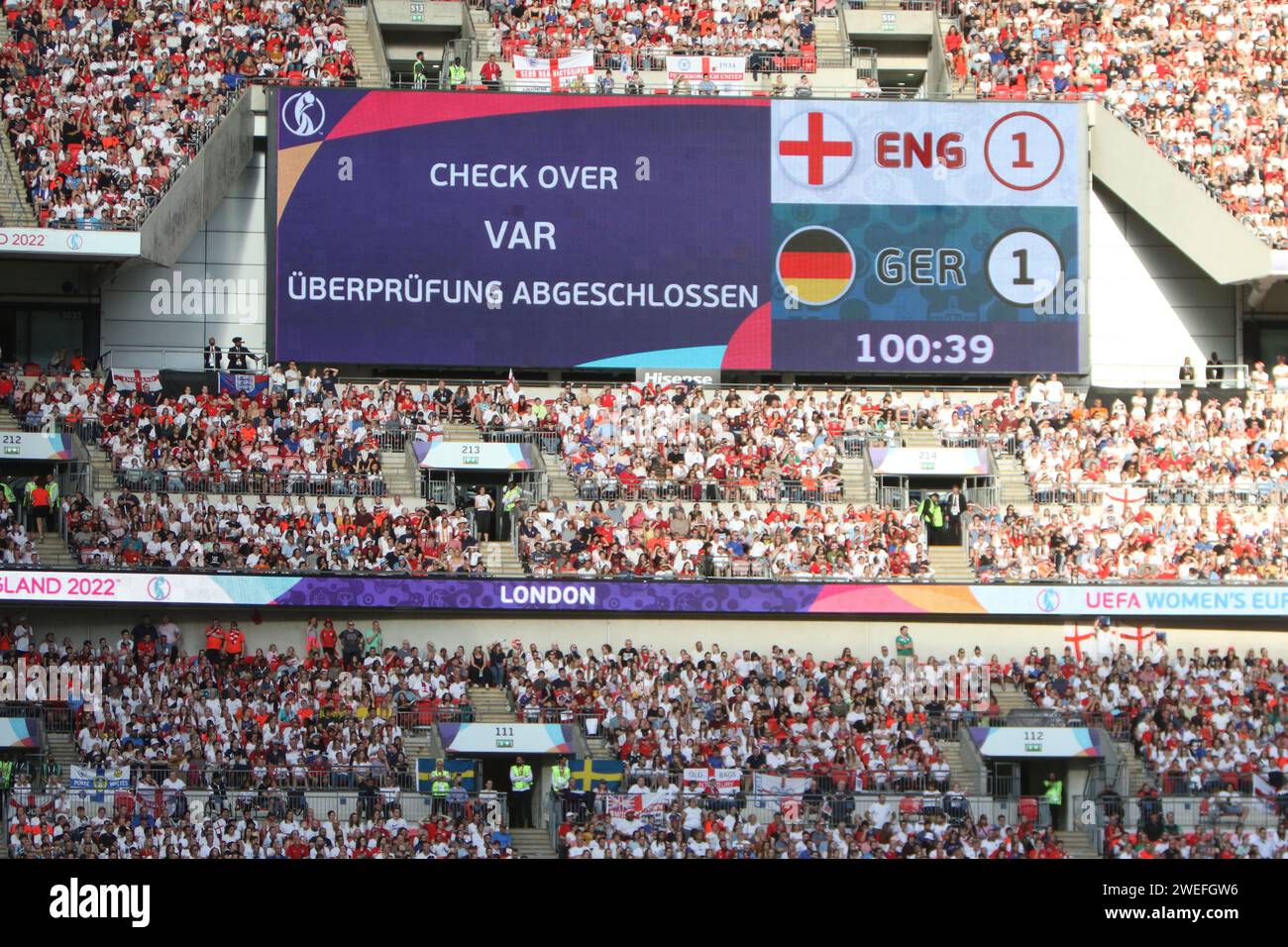 VAR check shown on big screen during UEFA Women's Euro Final 2022 ...