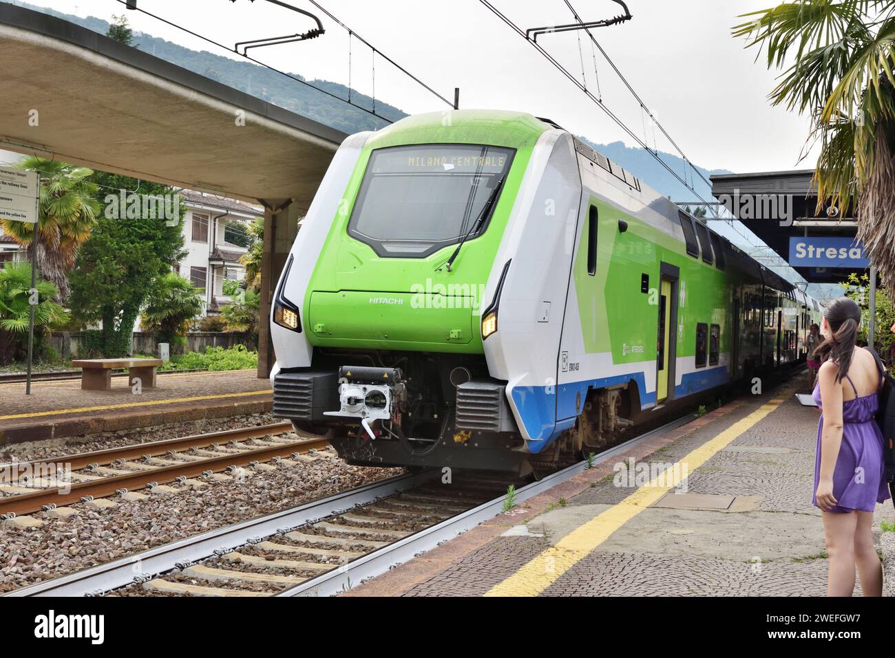 A Trenord class ETR.421 no. 421-035 arrives at Stresa station with a ...
