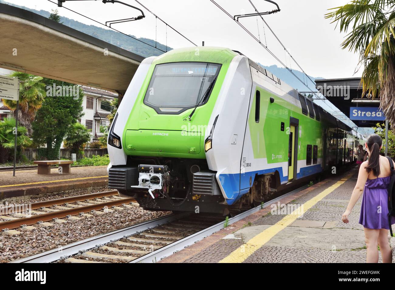 A Trenord class ETR.421 no. 421-035 arrives at Stresa station with a ...