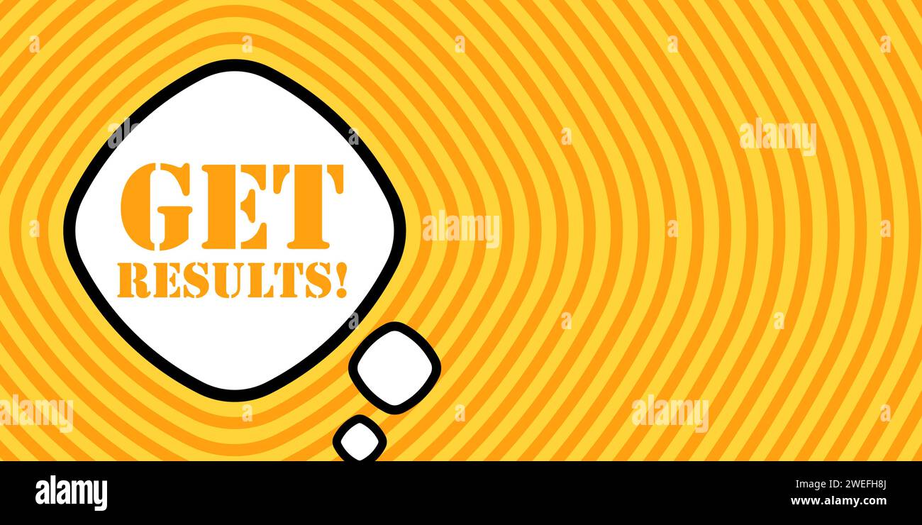 Speech bubble with Get results text. Boom retro comic style. Pop art ...