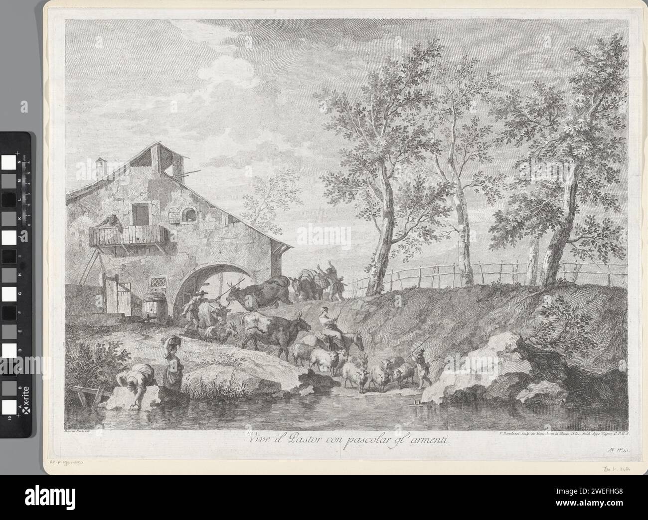 Landscape with shepherds, Francesco Bartolozzi, After Marco Ricci, 1739 ...