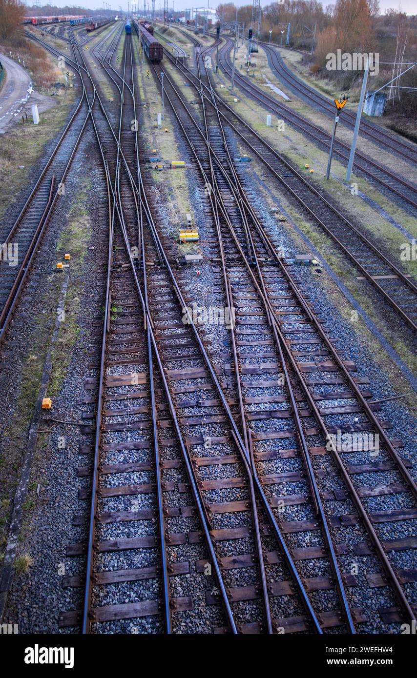 Wismar, Germany. 25th Jan, 2024. Empty tracks in front of the ...
