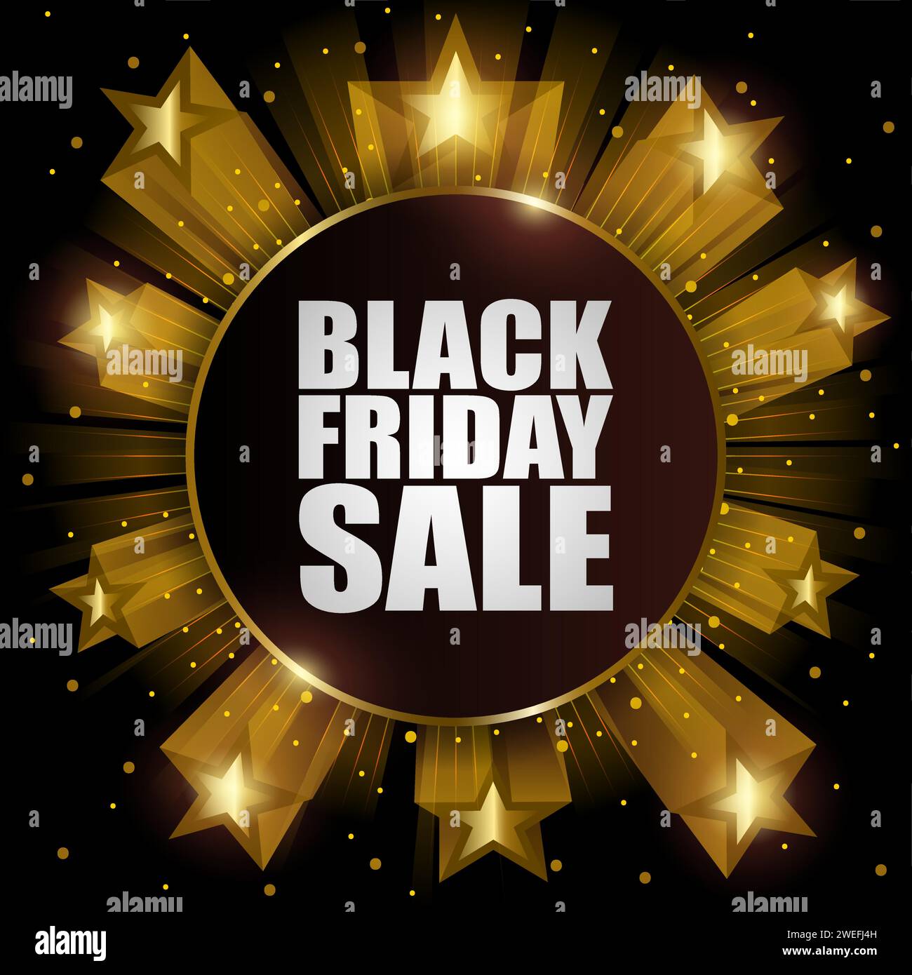 Black Friday realistic and luxurious icon with golden frame and ...