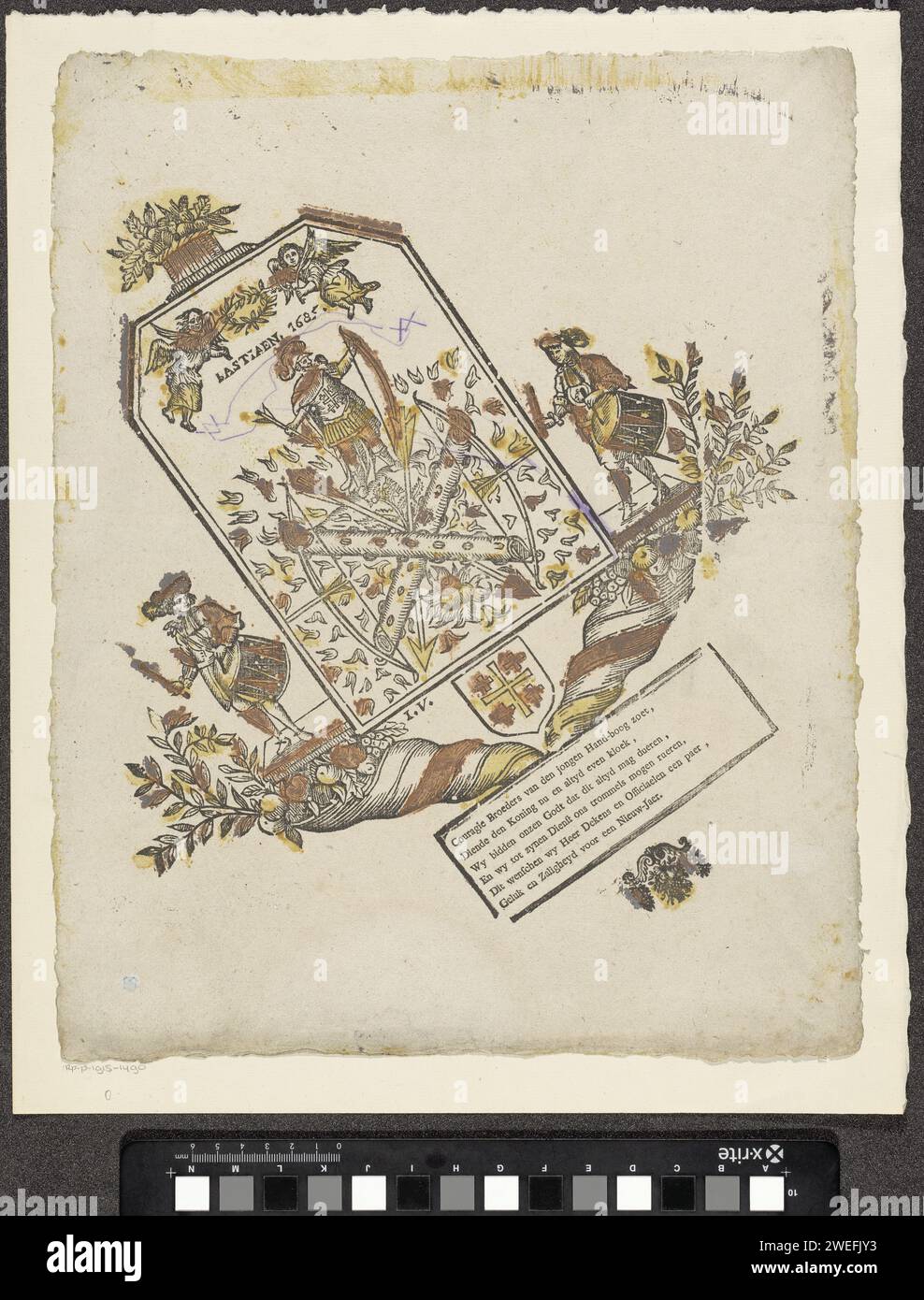 New Year's wish from a archers' guild for the year 1685, monogrammist ...